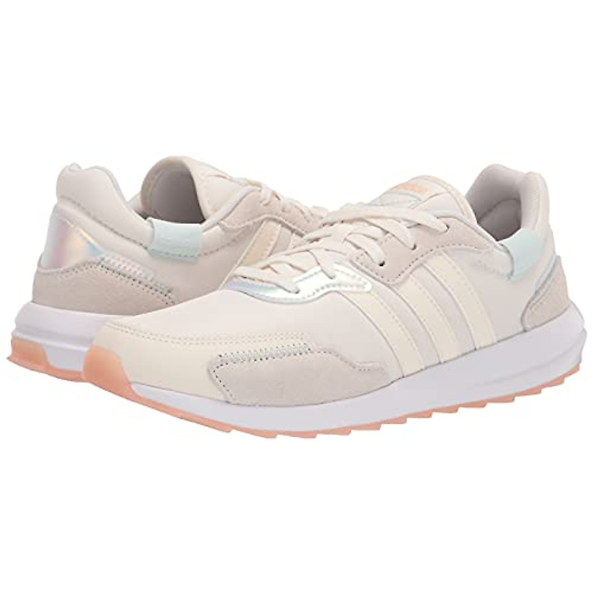 adidas Women's Retrorun Running Shoe, Chalk White/Chalk White/Halo Mint, 6.5