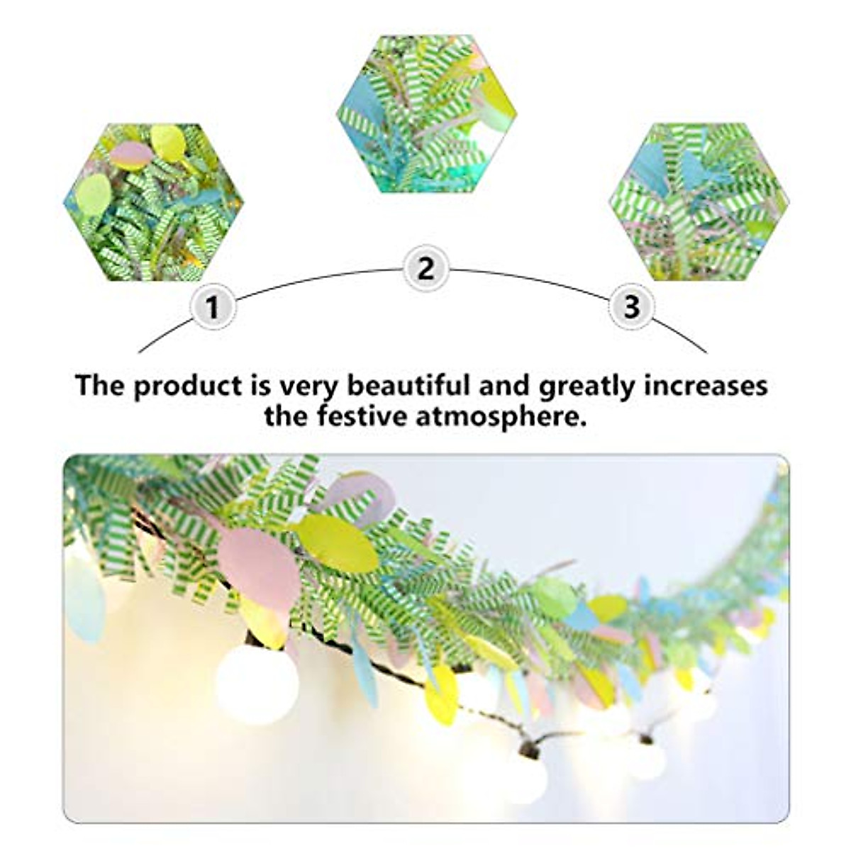 VALICLUD 3PCS Easter Party Tinsel Garland DecorationShiny Hanging Twist Tinsel Ornaments for Easter Birthday New Year Hanging Decorations