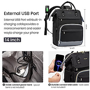 LOVEVOOK Laptop Backpack for Women Backpack Purse 14 Inch Travel Work Backpack Nurse Teacher Bag Large Capacity Computer Backpack with USB Port