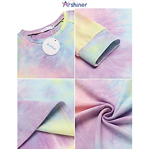 Arshiner Kids Girls Tie Dye Long Sleeve Casual Loose Crewneck Sweatshirts for 4-5T