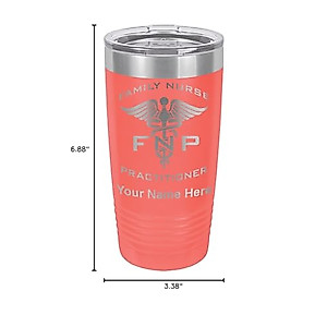 LaserGram 20oz Vacuum Insulated Tumbler Mug, FNP Family Nurse Practitioner, Personalized Engraving Included (Coral)