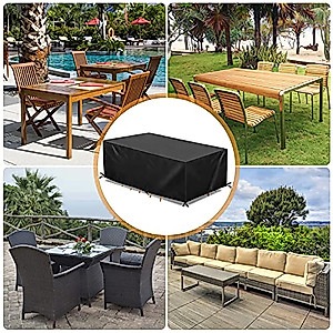 GEMITTO Patio Furniture Covers, 126"L x 63"W x 29"H Extra Large Waterproof Outdoor Table Cover, 420D Rectangular Patio Furniture Set Sofa Covers, Resistant for Rain Snow Dust Anti-UV Windproof