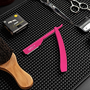 Professional Straight Razor Bundle - Stainless Steel Straight Edge Razor with 20 Gravity Premium Blades (Mystique, Panthera)