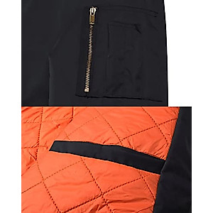 KEFITEVD Men's Bomber Jacket Windproof Quilted Jacket Winter Casual Sportswear Jacket Black Jacket for Men Windbreaker Jackets Men