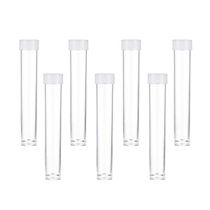 Craftdady 200Pcs Clear Plastic Tube Bead Containers Transparent Storage Test Tubes with Caps 2.99x0.53" (76x13.5mm)