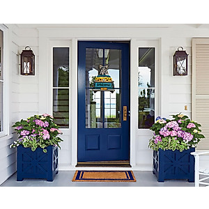 Interchangeable Welcome Sign for Front Door Blue Farmhouse Truck Decor Hanging Sign with 11 Interchangeable Seasonal and Holiday Decor Signs 12x14 in. (Blue Farmhouse Truck)