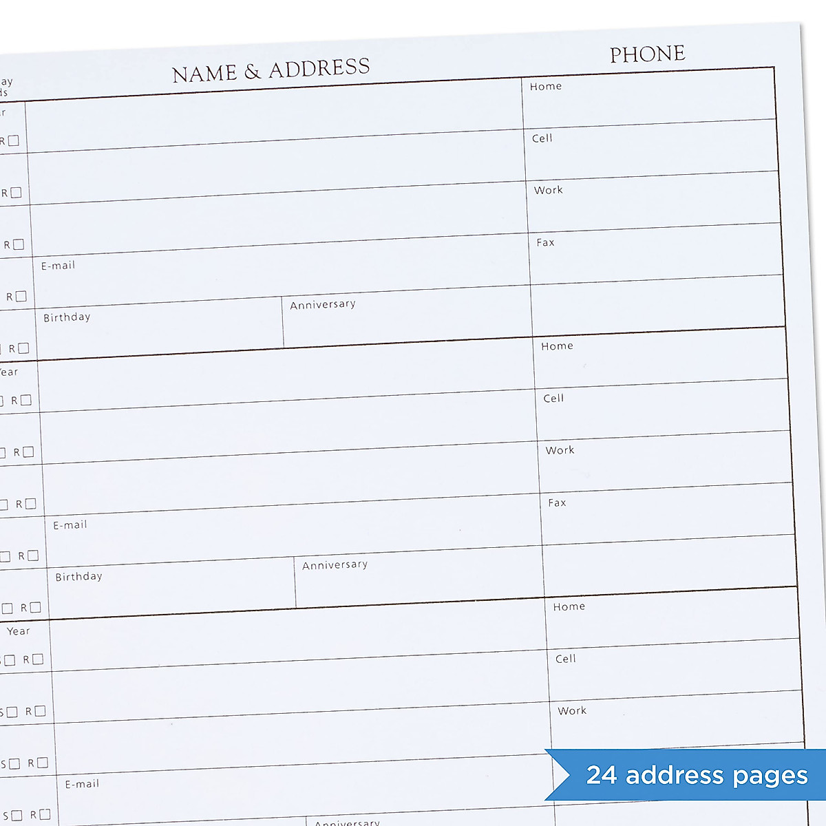 Hallmark Address Book Refill Pages (Pack of 44 Replacement Pages for Addresses, Appointments)