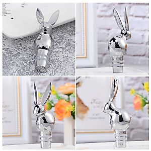 Cabilock Bunny Wine Stopper Zinc Alloy Beverage Wine Bottle Stoppers Bunny Rabbit Heads Airtight Seal Bottle Plug for Wedding Easter Party Rabbit Head Bottle Stopper