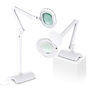 Brightech LightView Pro 2 in 1 Magnifying Floor Lamp & Table Lamp - Hands Free Magnifier with Bright LED Light for Reading - Work Light with Flexible Gooseneck - Standing Mag Lamp