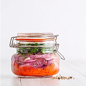 Kilner Square Clip Top Jar, Durable Glass Container with Airtight Seal for Home-canning, Preserving, and Storing, 17-Fluid Ounces