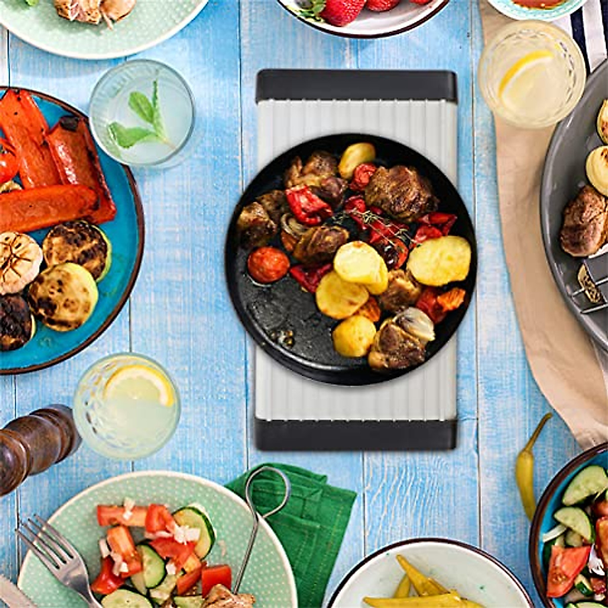 Hemoton Lunch Warmer Portable Food Hot Plate- Stainless Steel Warming Tray Dish Warmer Keep Food Warm for Buffet Serving, Restaurant, Parties, Table or Countertop Use Warming Tray