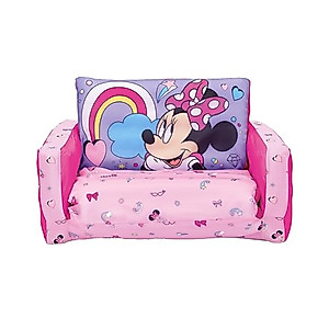 Minnie Mouse Kids Sofa Bed, Children 2-in-1 Flip Open Inflatable Comfy Couch to Lounger, Toddler Nap Mat, Over 4ft Long