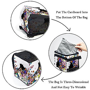 RODAILYCAY Car Trash Can with Storage Pockets, Leak-Proof Car Trash Bag Hanging, Trash Container Can for Cars Trucks Sedans Pink Kissing Girl Flowers Birds Butterflies