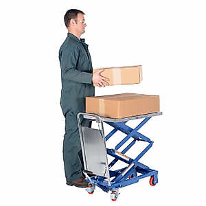 Vestil CART-200-D Double Scissor Hydraulic Elevating Cart, 220 lb. Capacity, 27-1/2" x 17-1/2" Platform