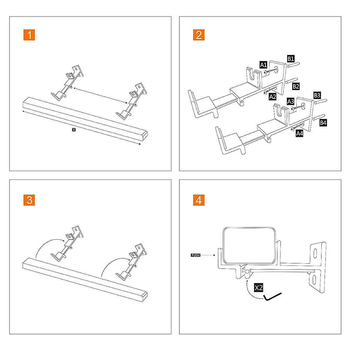 EXCEL LIFE Adjustable Soundbar Wall Mount, Universal Sound Bar Bracket for Mounting Under TV, Compatible with SONOS Samsung LG VIZIO Bose ROKU Soundbar, Black