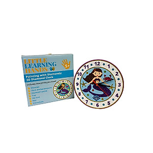 Little Learning Hands Mermaid Diamond Painting Kit Mermaid Clock| Mermaid Sticky Mosaic Clock | Creative Mermaid Crafts for Kids and Adults | Gifts for Girls and Boys