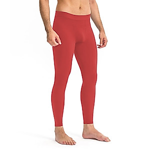 WRAGCFM Men's Compression Pants Cool Dry Athletic Workout Leggings Running Active Sports Tights Base Layer(Red, M)
