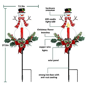 VAPESOON Solar Christmas Decorations Outdoor LED Lights, Waterproof Solar Snowman Ground Plug Lights for Garden Yard Lawn Pathway Walkway Driveway Holiday Winter Decorative Garden Stakes