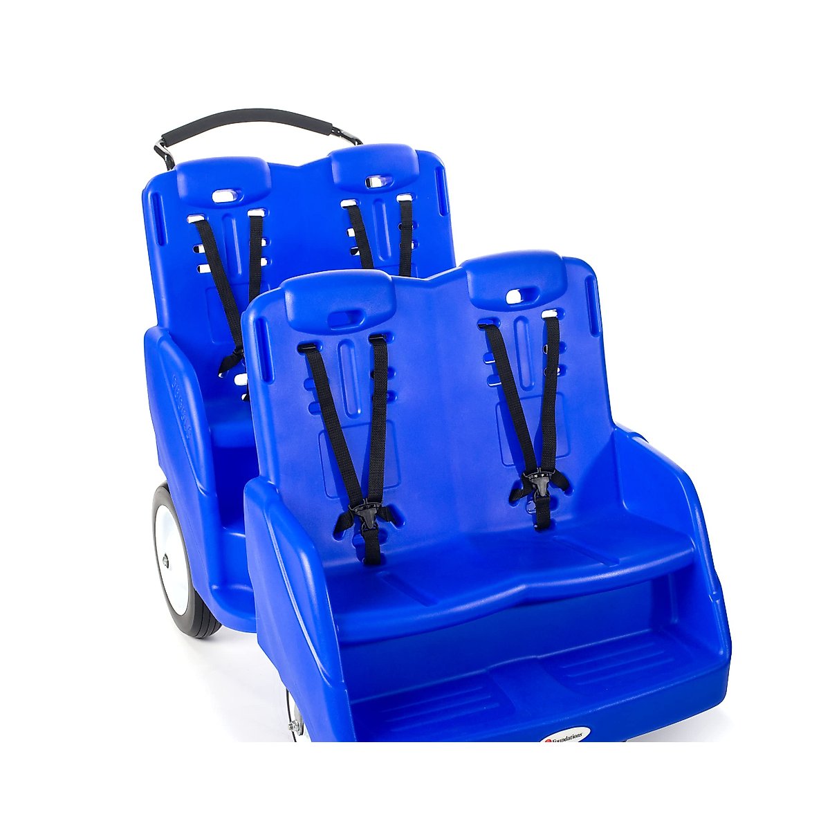 Gaggle by Foundations 4 Seat Buggy Stroller | 4-Seat Quad Stroller with 5-Point Harness for Added Safety | Multi-Child Stroller with Soft Stop Brake | Fits Through Standard Doorways | Blue