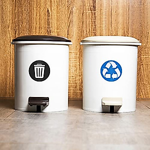 MECCANIXITY Recycle Sticker Bin Labels 5 Inch Self-Adhesive Recycling Vinyl for Home Office Stainless Steel/Plastic Trash Can, Blue Pack of 2