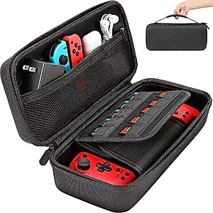 Gepicest Carrying Case for Steam Deck Rog Ally Switch Oled Hori Split Pad Pro Handheld Console Gaming Accessories Dock Station AC Charger Large Travel Portable Game Case Black