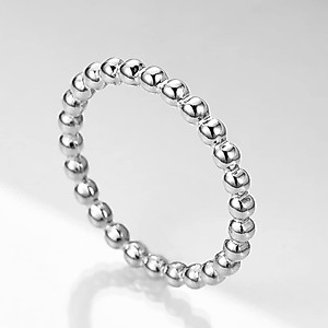 MYNENEY 2mm Stainless Steel Knuckle Rope Beaded Style Classical Simple Plain Stackable Wedding Band Ring (Silver, 8)