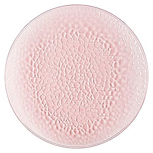 PLASTICPRO [Pink Hammered 8 Pack] 13'' Charger Plates Pink Hammered Plastic Heavy Duty Disposable Dinner Chargers Serveware Dishes Platters Tableware for Parties, Weddings & More