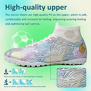 Indoor Soccer Shoes Mens Soccer Cleats Women Football CleatsTurf Soccer Shoes Men High Top Football Boots Tacos de Futbol para Hombre Zapatos de Futbol para Hombres Futsal Shoes High Top Shoes TF