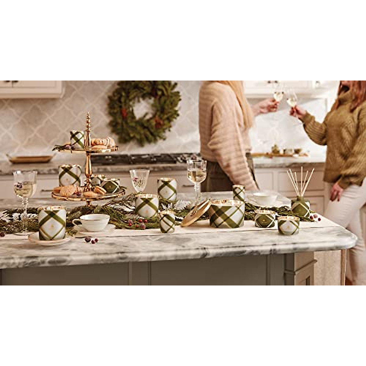 Thymes Frosted Plaid Frasier Fir Candle - 10 Oz Medium Jar Candle