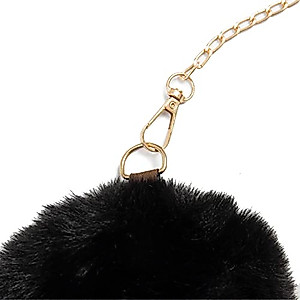 Mini Momo Heart Shape Handbag Cute Girls Purse - Fluffy Faux Fur Bag Women Crossbody, Valentines Day Bow Tie Ribbon Shoulder (Fluffy Heart Chain Bag - Red)