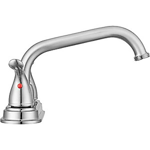 Pacific Bay Treviso Utility Laundry Sink Faucet - Threaded Brass Spout Hose End, Swivel Spout, 2-Handle Levers, Centerset (Brushed Satin Nickel Plated)