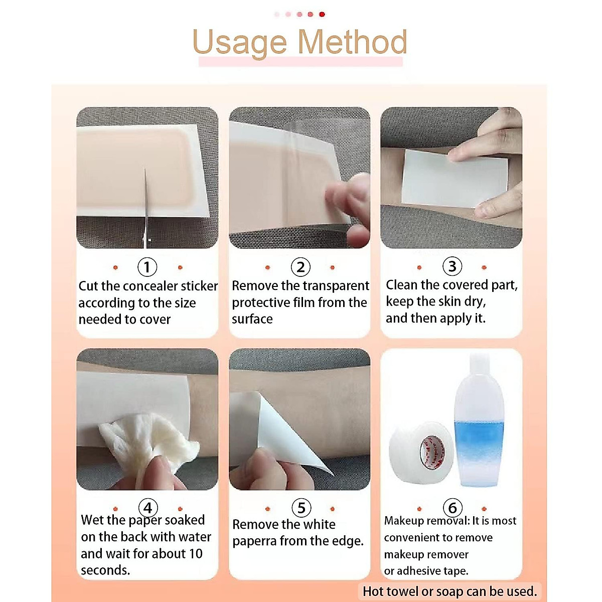 Tattoo Cover Up, Tape, Cover Up Sticker Pads Patches Sheets, Scar Concealing Tape, Waterproof, Lasts 3-7 days, Trendy Tape Available in 3 Color Options! 【Brown 4Pcs】