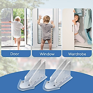 Sliding Door Lock for Kids Safety: 2 Pack Window Locks Child Proof Slide Glass Door Locks, Baby Proofing Closet Cabinet Patio Security Bar, No Drill Toddler Childproof Slider Door Window Stop