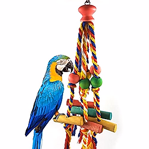 KAMOD Bird Chewing Toy Funny Cotton Rope Parrot Toy Bite Resistant Bird Tearing Toy Cockatiels Training Toy