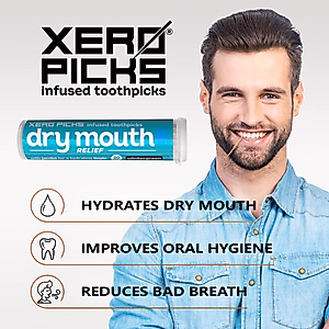 Xero Picks Dry Mouth - Infused Flavored Toothpicks for Long Lasting Fresh Breath & Dry Mouth Prevention (1 Pack - Wintergreen)