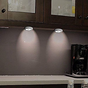 WRalwaysLX 2pack Remote Control LED Cabinet Push Light Cool/Warm Adjustable Night Light, Used by 3x1.5V AA Batteries (Not Included) for Kitchen Under Cabinet Lighting,Closets, Cabinets…