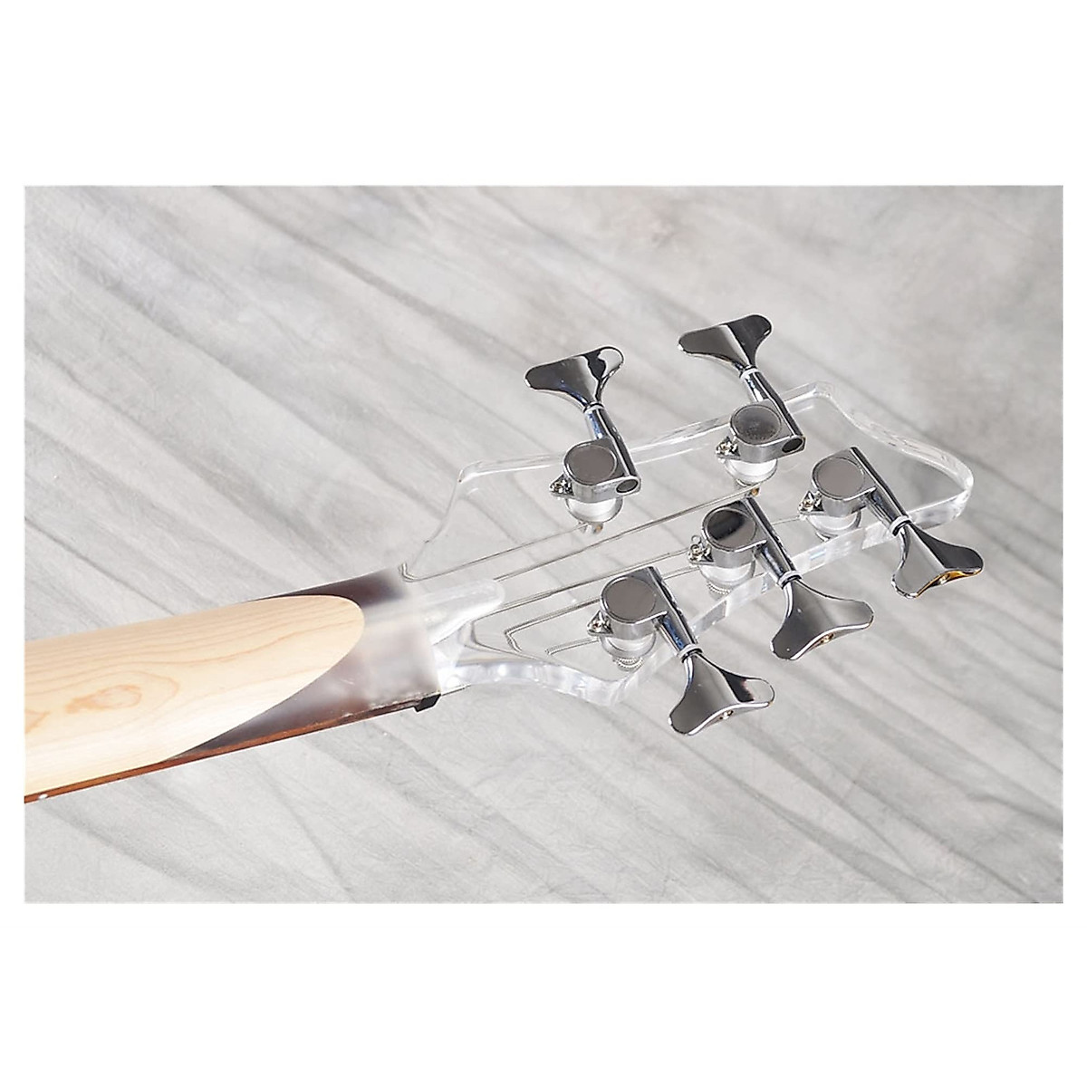 Unfinished Guitar Body Red Sandalwood Fingerboard with LED Lights, Real Shots, Suitable for 2016 New Straight-Through 5-String Acrylic Body Bass Guitar DIY Accessory