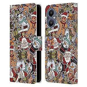 Head Case Designs Mix Christmas Prints Leather Book Wallet Case Cover Compatible with OnePlus Nord N20 5G