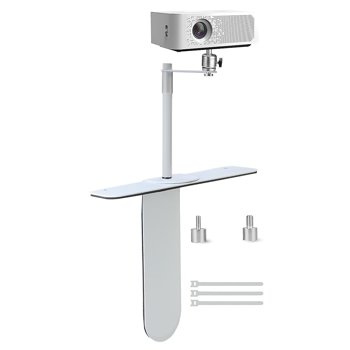 2-Be-Best Plug-in Projector Mount Bedside Sofa Projector Stand Wall Mount with 360° Adjustable, Projector Mount, Stand-Alone Design, Cable Management, Projector Holder White