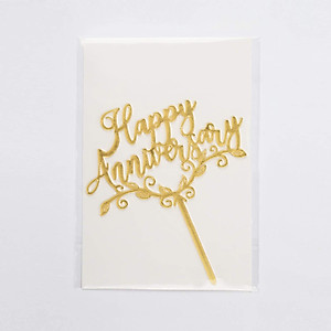 6pcs Happy Anniversary Cake Topper, Gold Sliver Wedding Anniversary Acrylic Cake Toppers, Happy Anniversary Party Decorating supplies