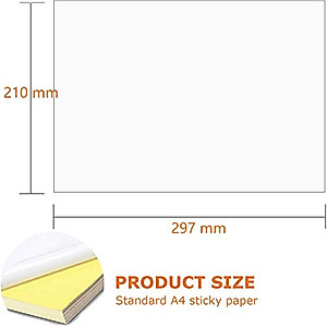 iMustech 65 Sheets Glossy Sticker Paper, A4 Self Adhesive Label Paper for Inkjet and Laser Printers