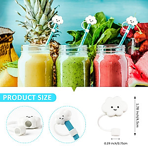 Bubbola 4Pcs Cloud Straw Tip Covers, Dust-Proof Straw Cap Toppers, Reusable Silicone Soft Protector Cover for 0.3 inch/8mm Straws
