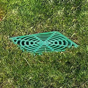 StormDrain 12" Outdoor Catch Basin Flat Square Grate Cover - Superior Strength and Durability, Green