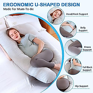Pregnancy Pillows, U Shaped Full Body Pillow with Washable Velvet Cover, 55 Inch Maternity Pregnancy Pillows for Sleeping, Support for Back, HIPS, Legs, Belly for Pregnant Women (Light Gray)