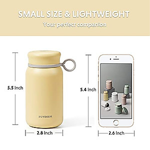 BUYDEEM Born for Girls & Ladies, CD13 Thermos Water Bottle Tumbler Flask, Cute Unique Design, Wide Mouth with Screw-on Lid, Stainless Steel Coffee Tea Travel Mug, Light Yellow