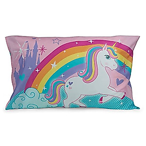 Baby Boom Funhouse Unicorn Love 4 Piece Toddler Bedding Set – Includes Comforter, Sheet Set – Fitted + Top Sheet + Reversible Pillowcase for Girls Bed, Pink