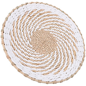 Kichvoe Woven Wall Hanging Baskets Decorative Rattan Basket Rattan Basket Wall Decor Wall Basket Decor Unique Wall Decor Woven Wall Plate Decor Basket Wall Art Grass Round Wall Decoration