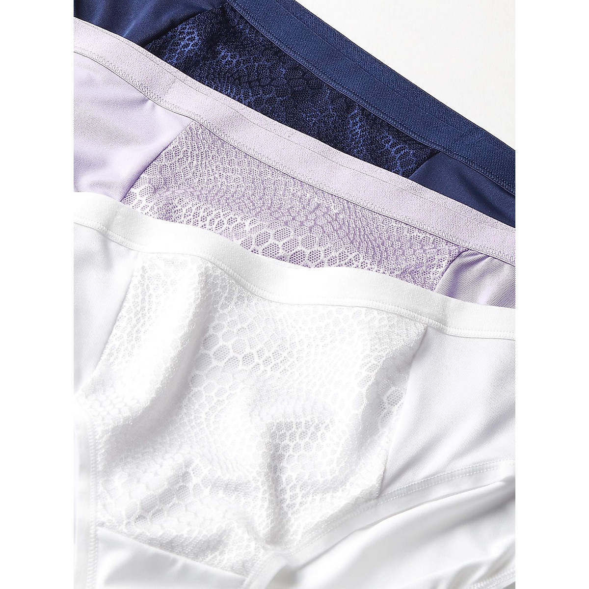 Warner's womens Blissful Benefits Tummy-smoothing Comfort Microfiber 3-pack Ru5023w Hipster Panties, Lavender Macaron/White/Navy Ink, Medium US