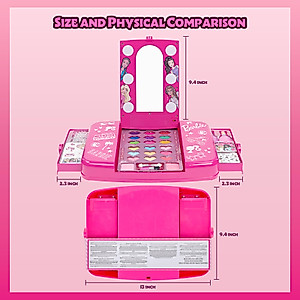 Barbie Beauty Vanity Set with Light-Up Mirror, Includes Lip Gloss, Eye Shadow, Brushes, Nail Polish, Accessories, and More! Ages 3+ Perfect for Parties, Sleepovers, and Makeovers, by Townley Girl