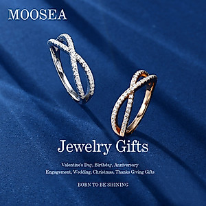 MOOSEA Infinity Moissanite Rings for Women, D Color VVS1 Clarity Lab Created Diamond Anniversary Rings 14K Yellow Gold Vermeil Moissanite Wedding Band for Women Jewelry Gifts
